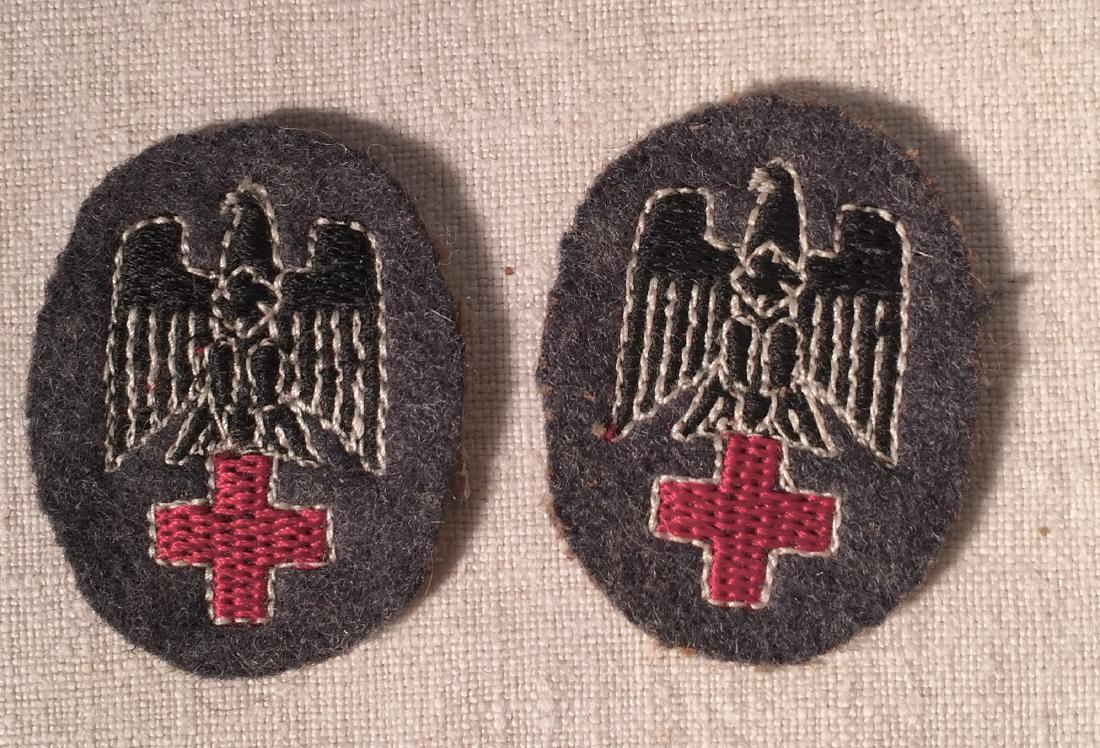Pair German WWII Nazi Medic Hat Devices