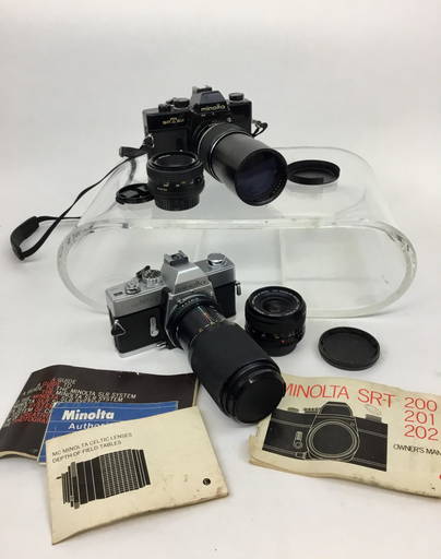 Nice Vintage Minolta Lot Srt 201 And Lenses