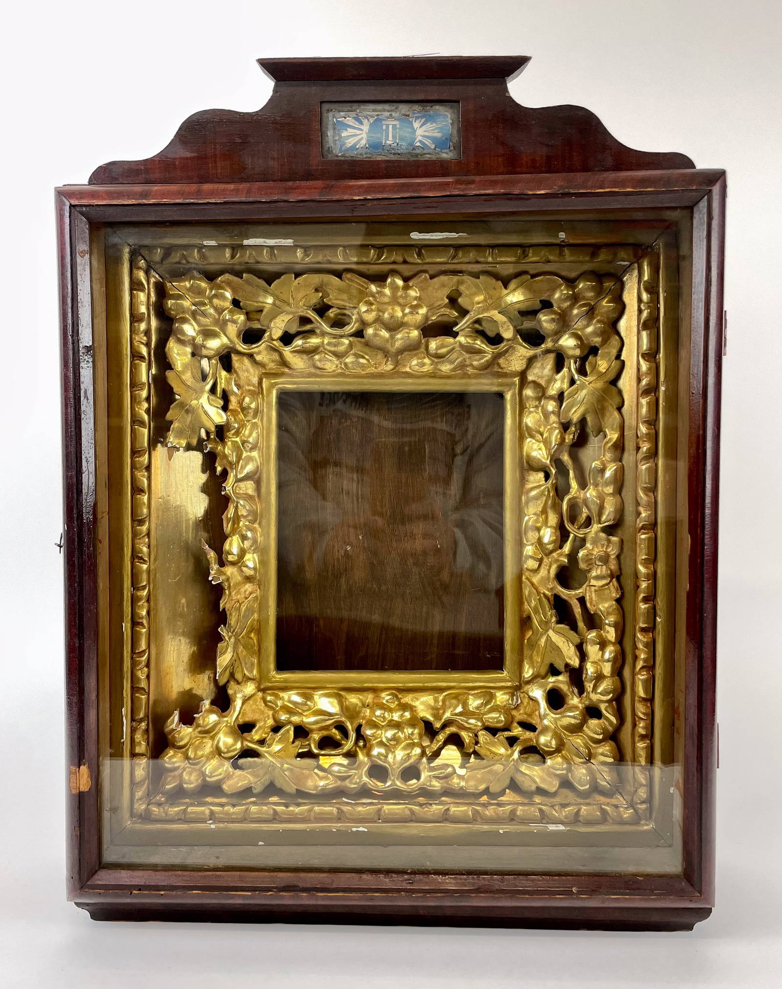 Russian Icon Gilt Frame Reliquary Kiot Box Auction