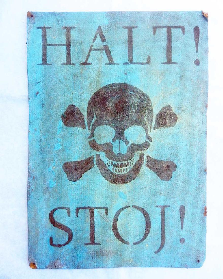 Extremely Rare Original German WW2 Sign Stoj - HALT