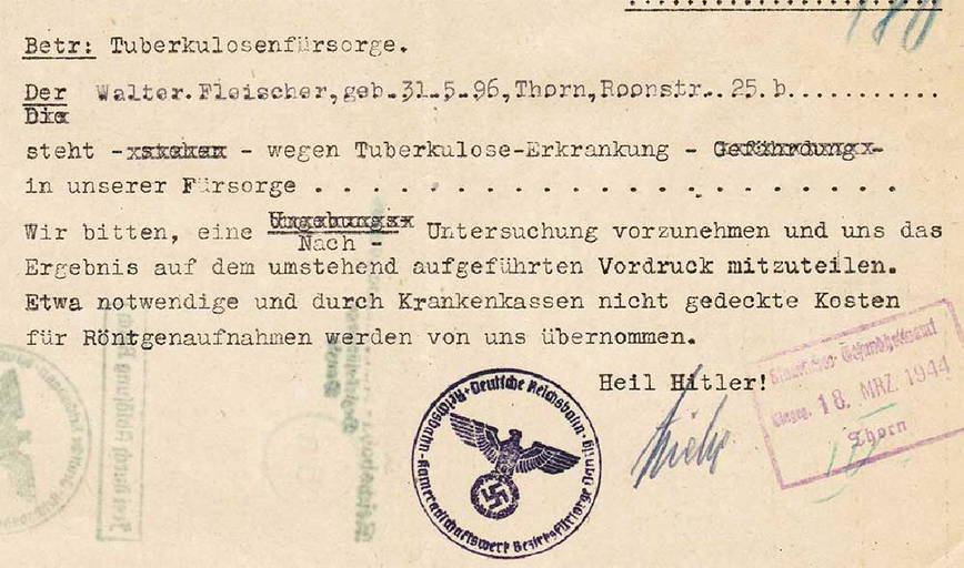 German Ww2 Document, Tuberculosis Care, 1944