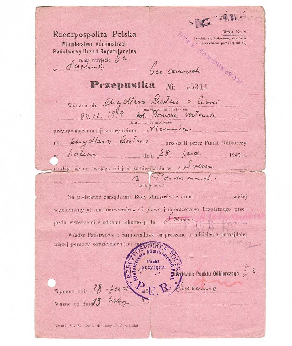 Polish Document for ex Prisoners, Concentration Camp,