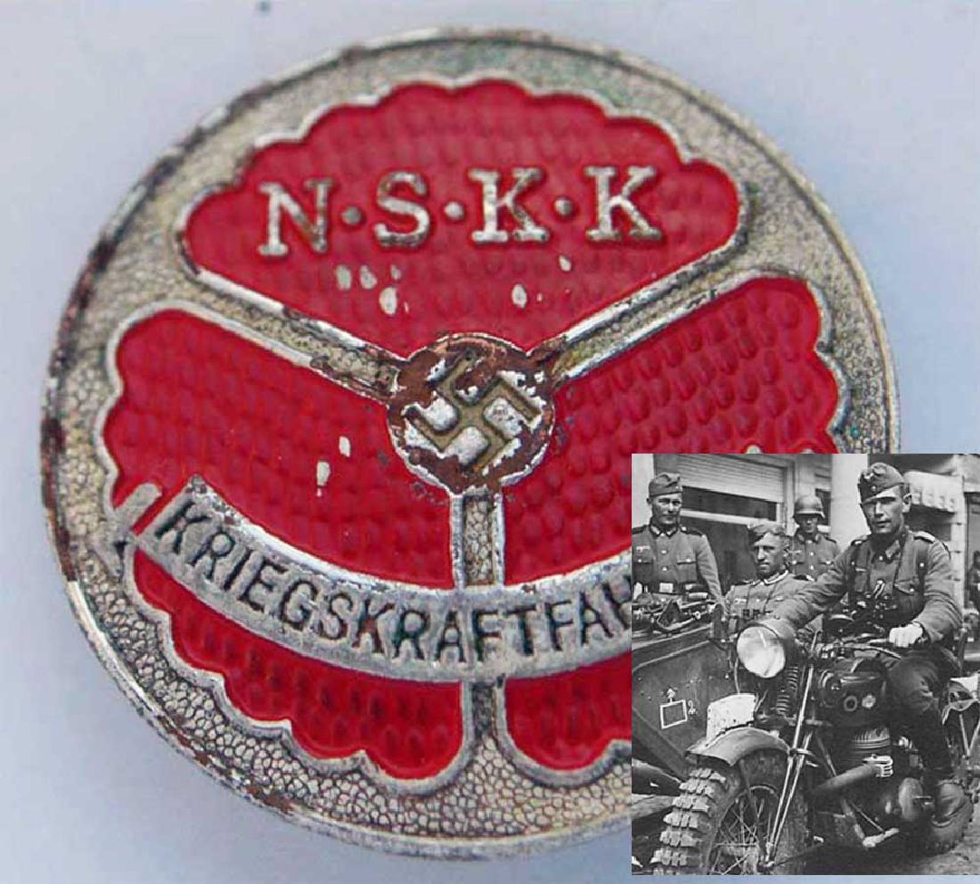 German Ww2 Motorcycle Corp Badge, Marked Rzm