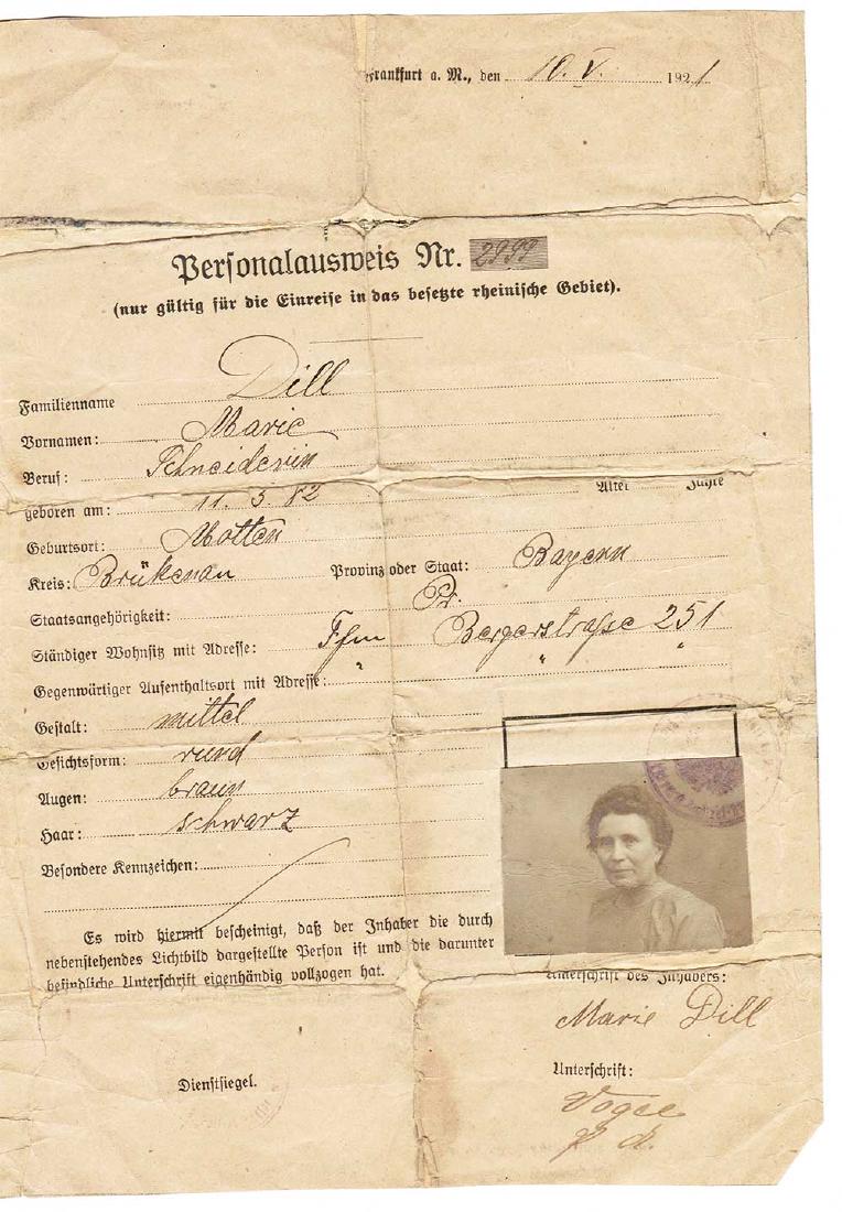German WW1 ID Document, Personal Ausweis, 1921