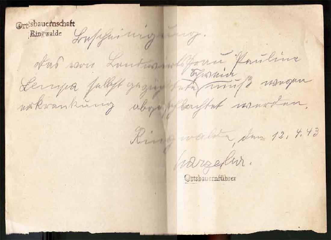 German WW2 NAZI Unusual Document, 1943