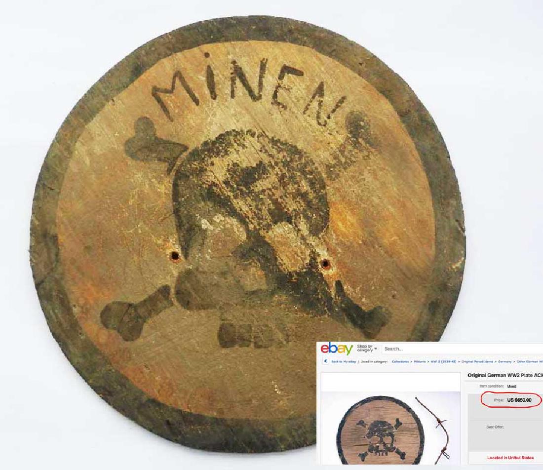 German WW2 KRIEGSMARINE Sign ACHTUNG MINEN