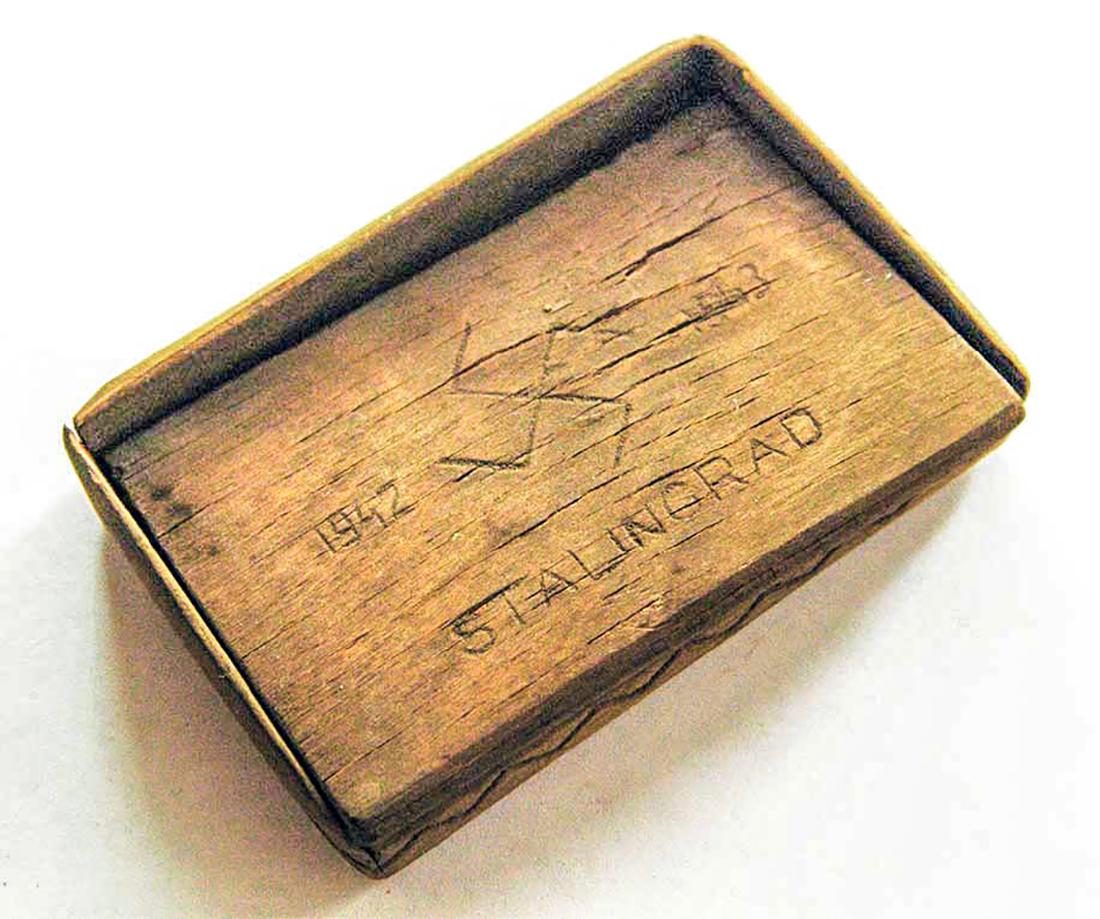 German WW2 Wood Box w. Swastika, Stalingrad