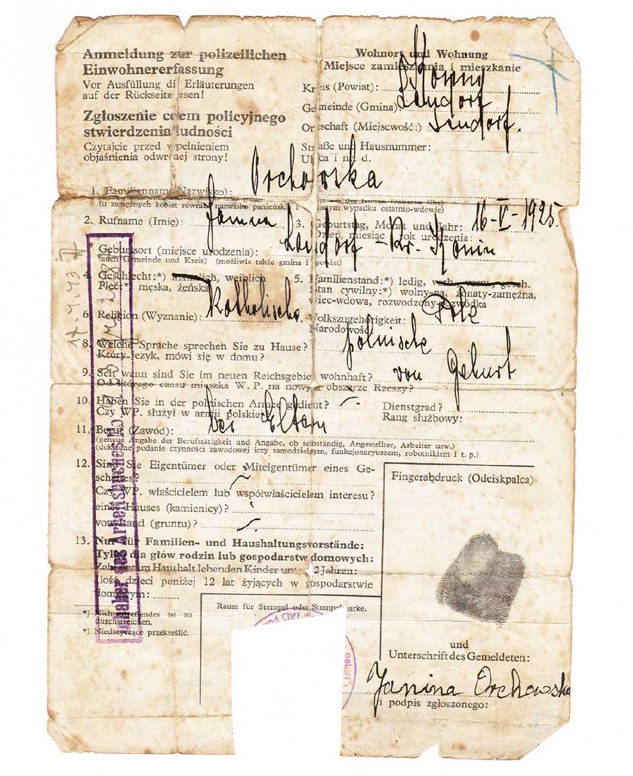 German WW2 Polizei Criminal Record w. Fingers Stamp
