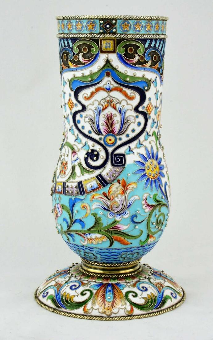 FABERGE - RUSSIAN FEODOR RUCKERT ENAMEL VASE