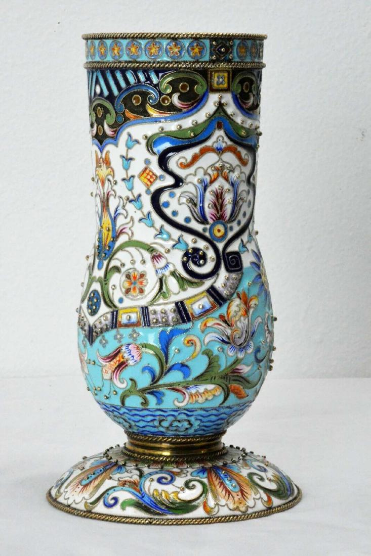 FABERGE - RUSSIAN FEODOR RUCKERT ENAMEL VASE