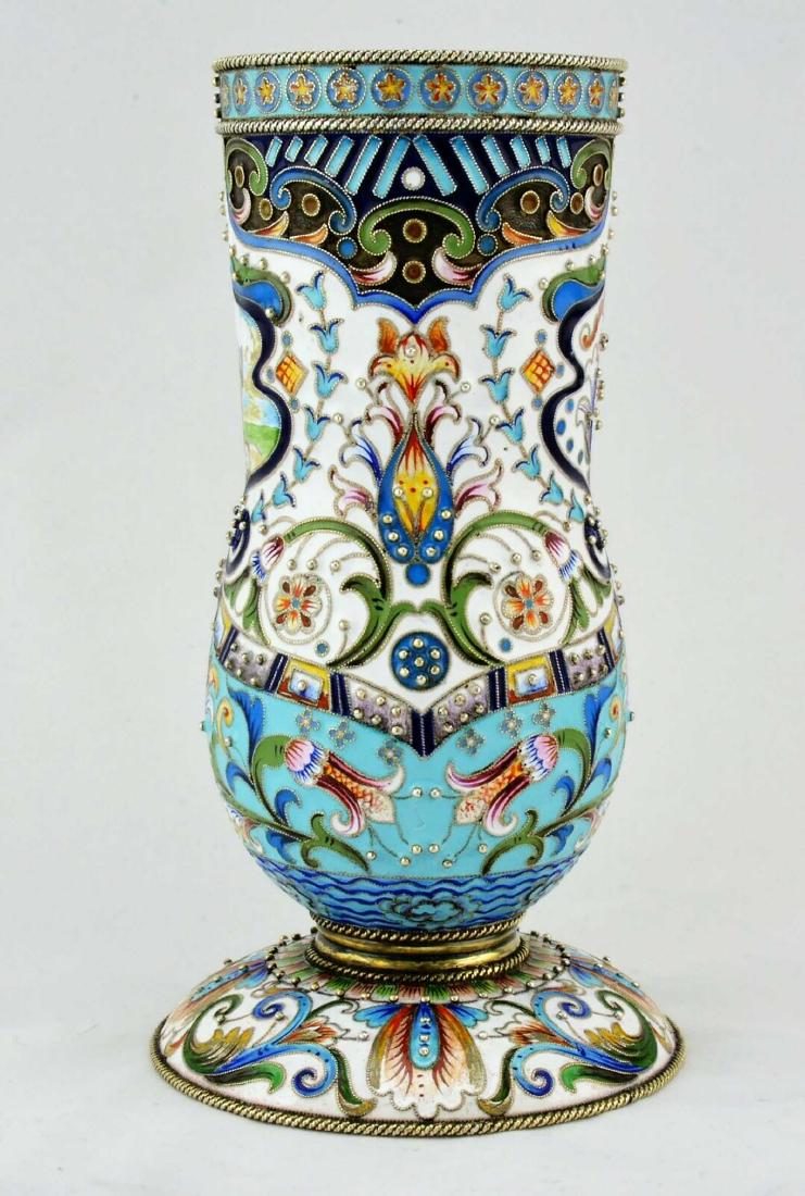 FABERGE - RUSSIAN FEODOR RUCKERT ENAMEL VASE