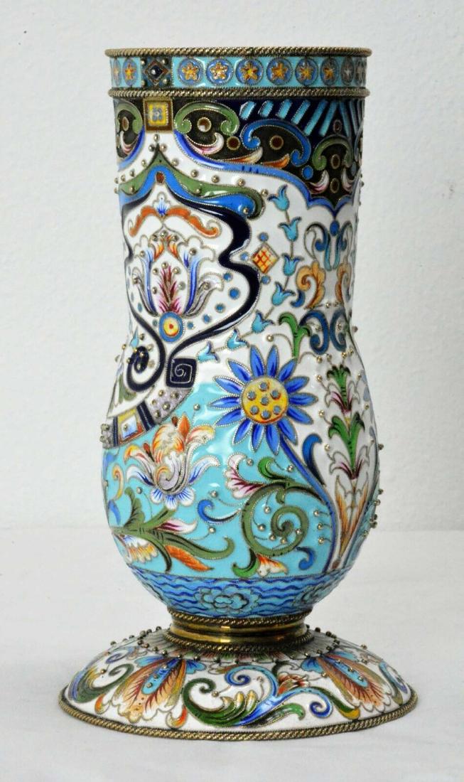 FABERGE - RUSSIAN FEODOR RUCKERT ENAMEL VASE