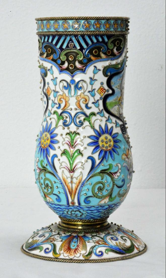FABERGE - RUSSIAN FEODOR RUCKERT ENAMEL VASE
