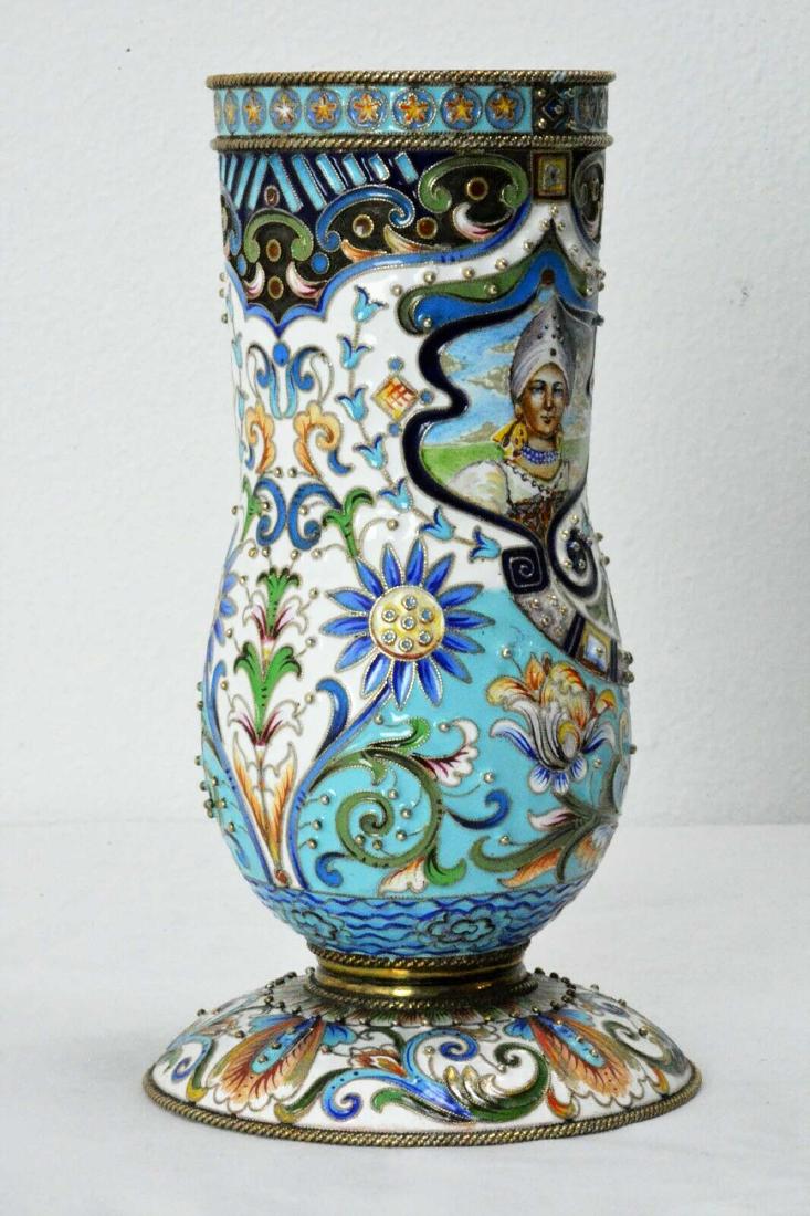 FABERGE - RUSSIAN FEODOR RUCKERT ENAMEL VASE