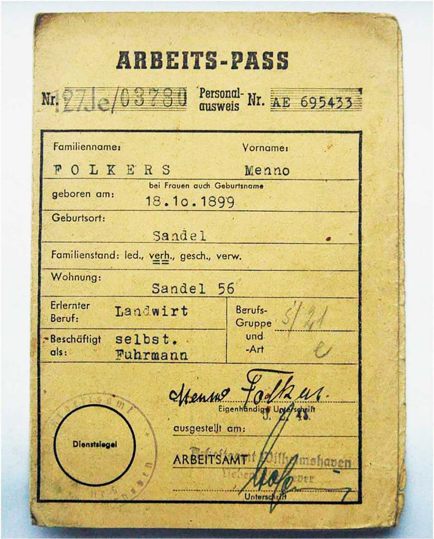 German After Ww2 Arbeits Pass, 1946 1948