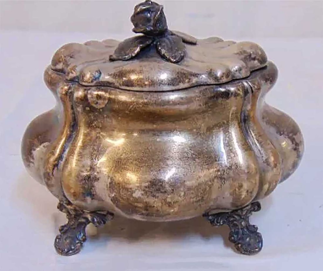 Antique Judaica Jewish Pewter Etrog Box, Container Auction