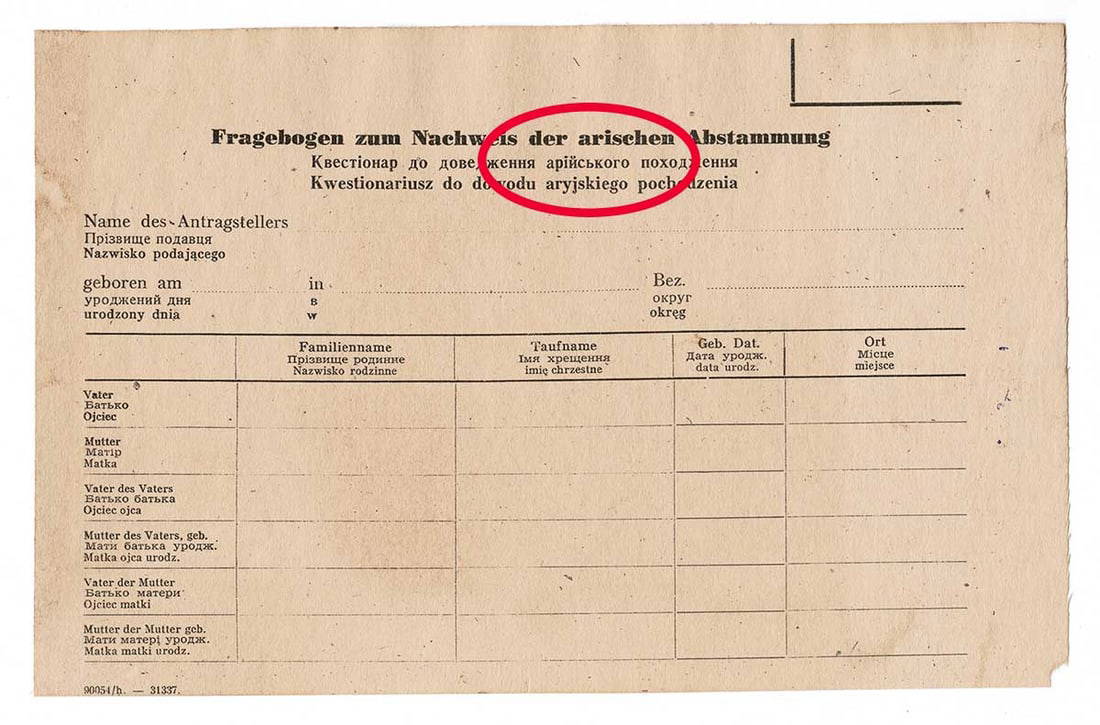 German Wwii Ss Document, Confirmation Of Aryan Origin Auction