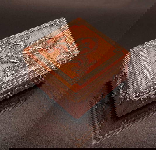 Faberge Elegant Silver, Rosewood Stamp Box