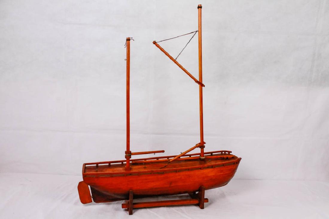 Model Wood Boat on Stand