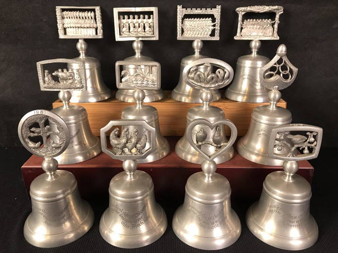 Crown & Rose Pewter Bells 12 Days Of Christmas
