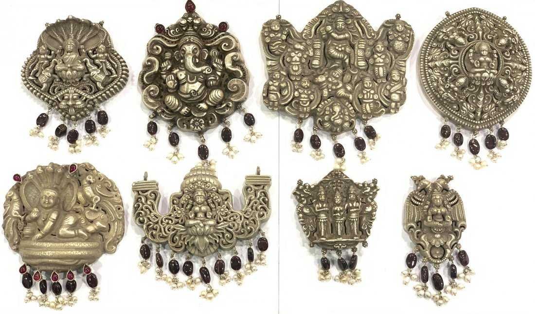 92.5 % Sterling Silver Hindu Goddess Lot 8 Pendants