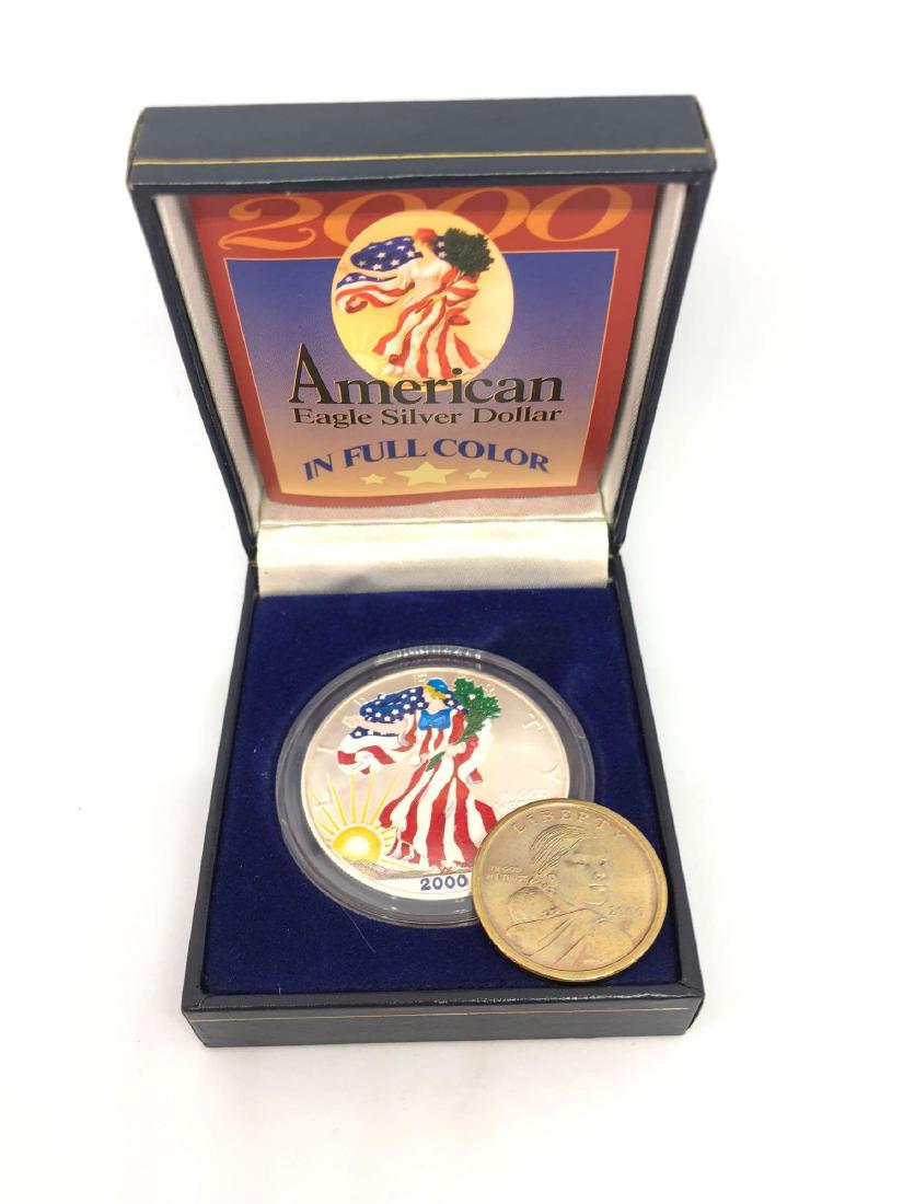 2000 Full Color American Eagle Silver Dollar And