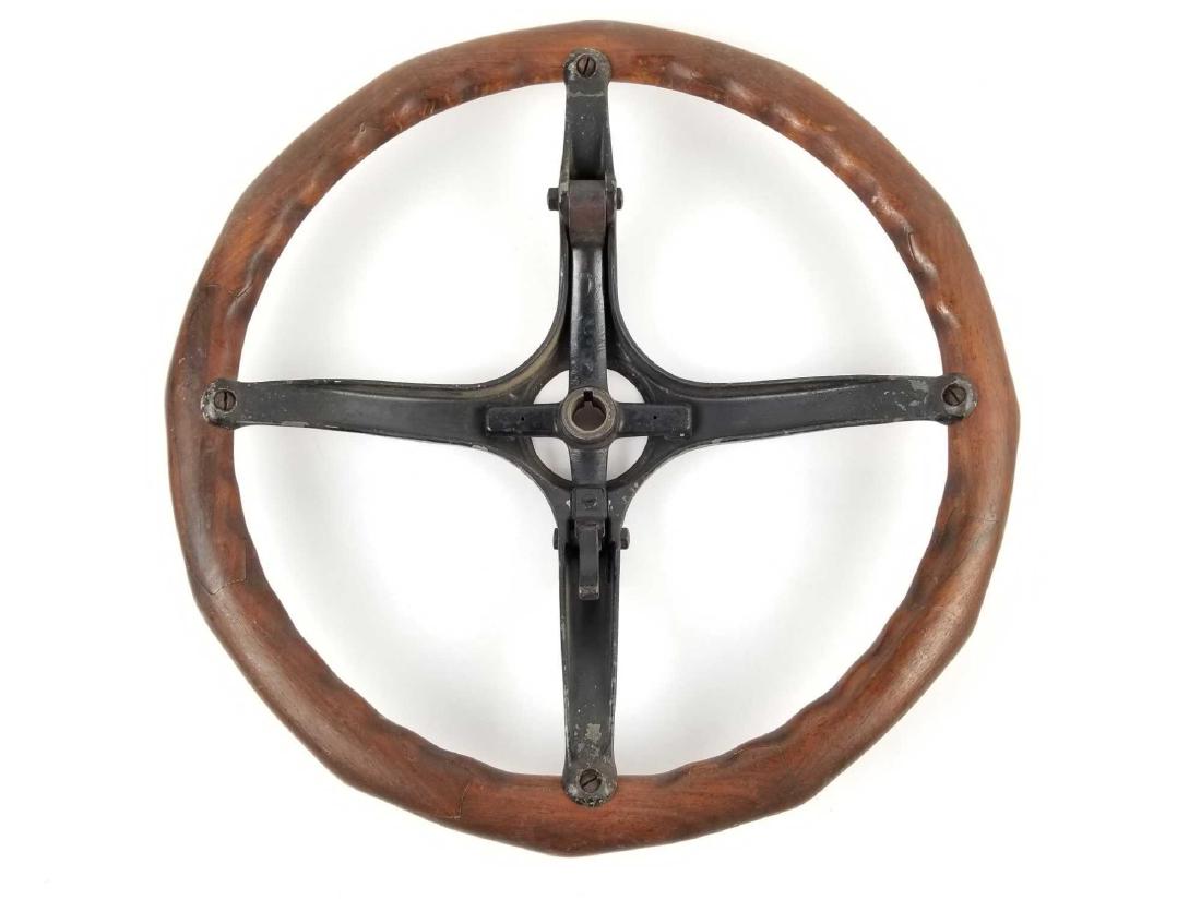 Antique Wood and Cast Iron Steering Wheel