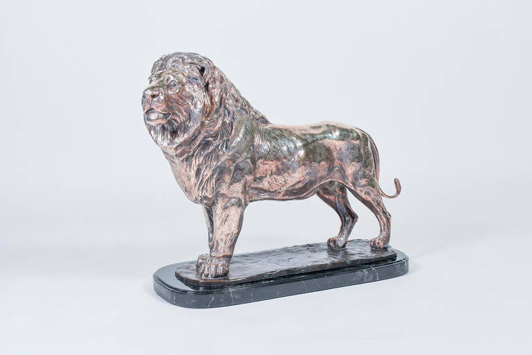 Large African Silver Model Of A Lion David Schaefer