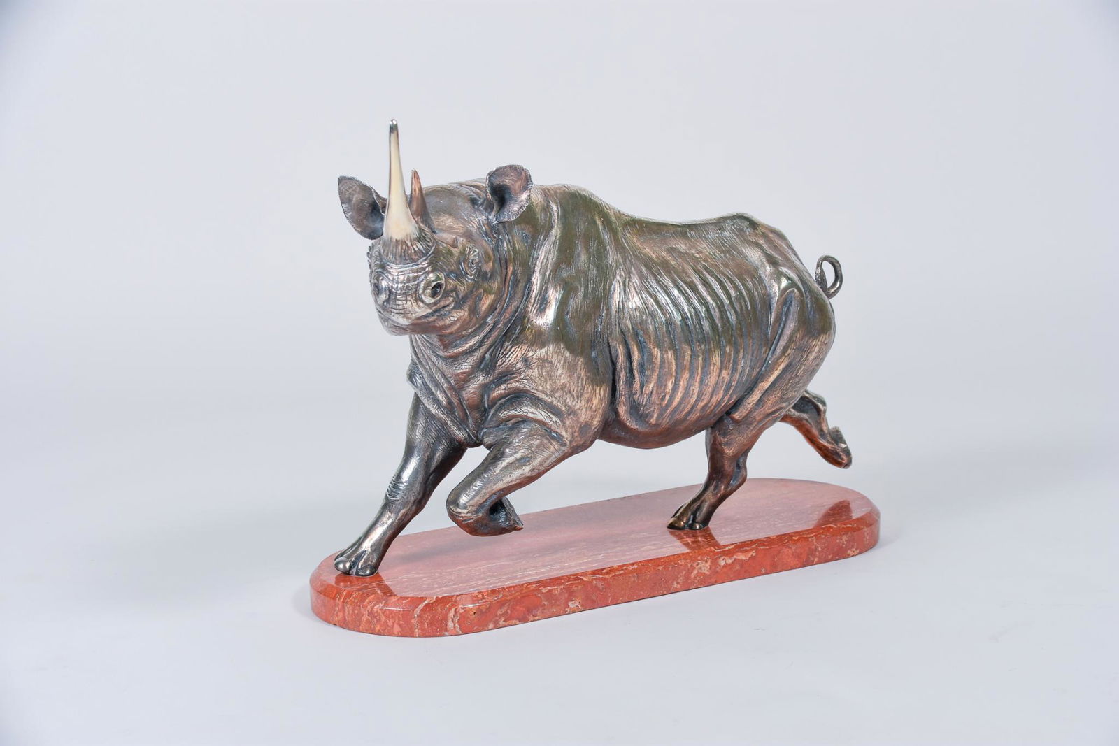 African Silver Model Of a Rhinoceros David Schaefer | Barnebys