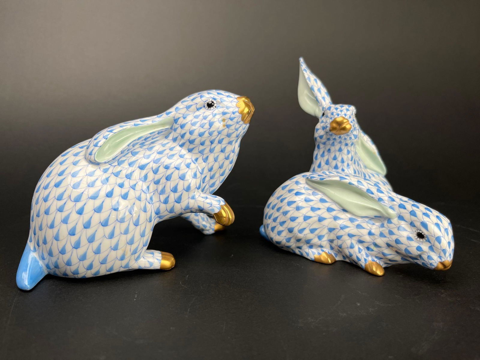 Pair Of Herend Porcelain Rabbits Auction