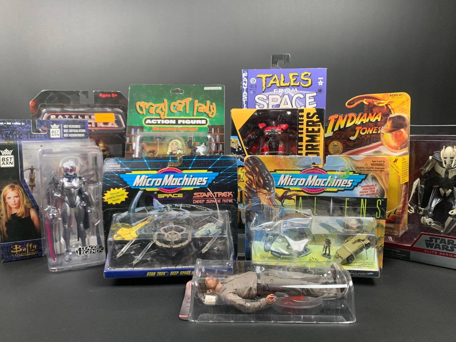 Large Lot Of 12 Action Figures (indiana Jones, Micro Machines, Stranger ...