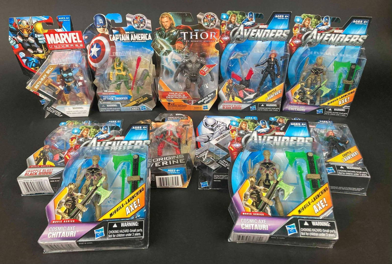 11 Marvel Action Figures In Original Boxes (hasbro) Auction