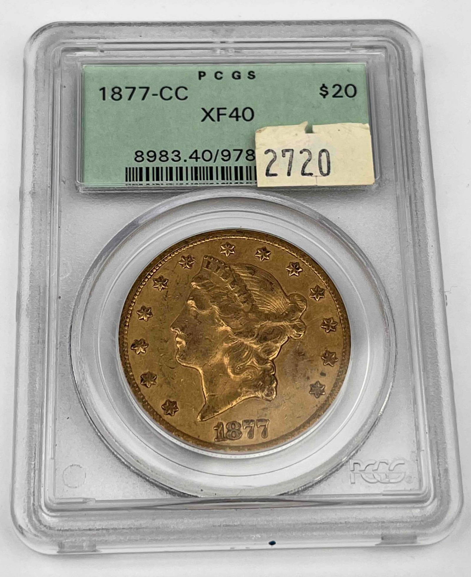 1877-cc $20 Liberty Gold Double Eagle Xf40 Pcgs Auction