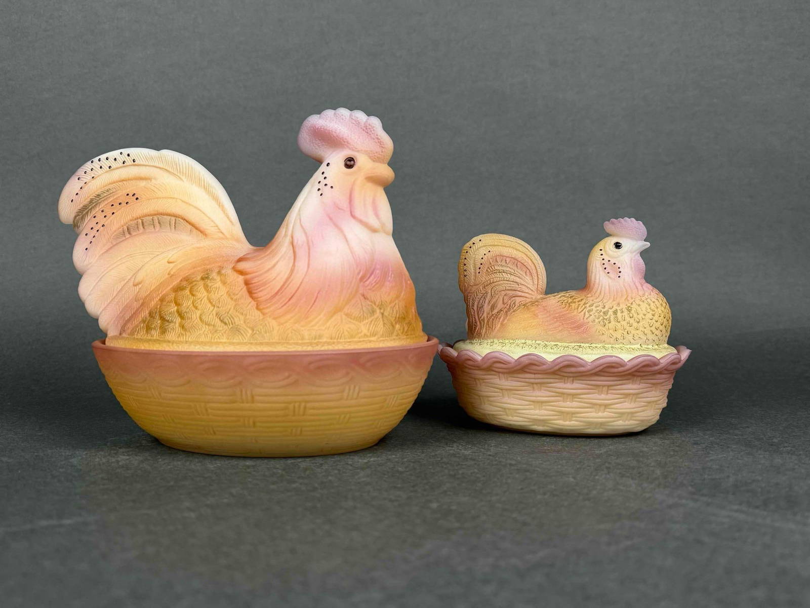 Fenton Folk Art Rooster Boxes Auction