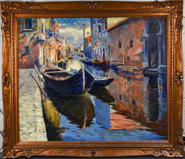 Original B.trapp "venice" Oil Painting On Canvas