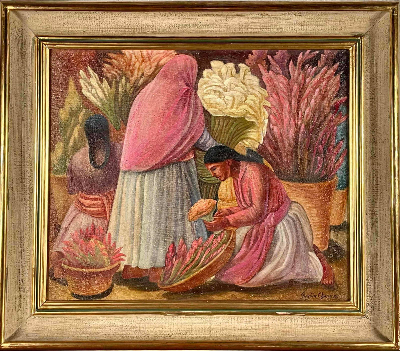 "flowers At The Market" Oil On Canvas 1955 (froylan Ojeda, Mexican ...