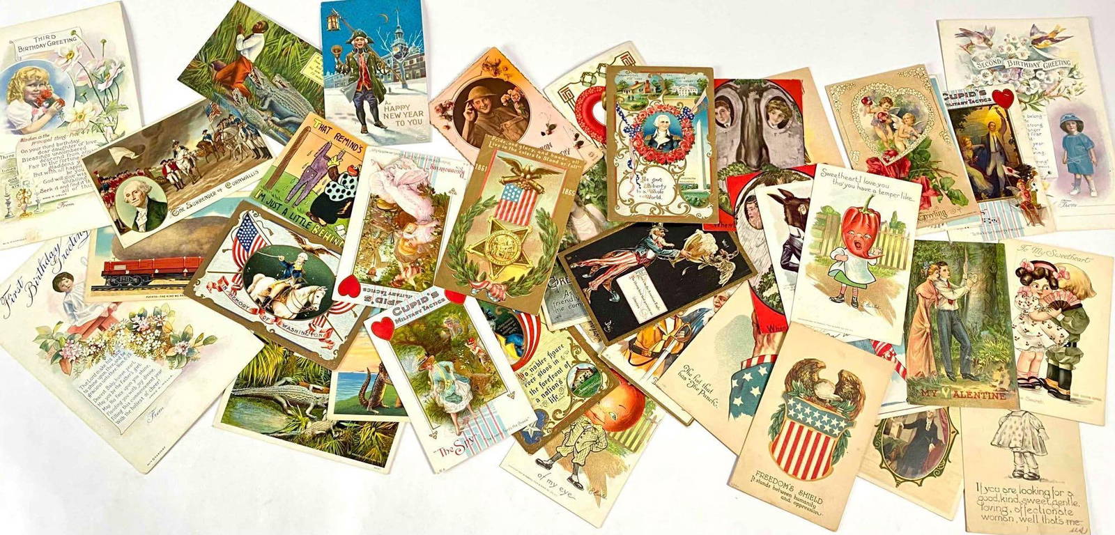 Lot Of 37 Postcards And Greeting Cards, Ca Late 19th/early 20th Century ...