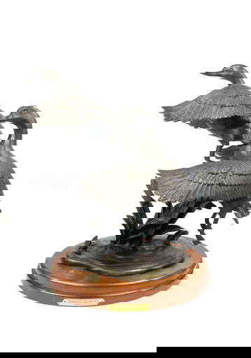 Limited Edition Bronze Duck Sculpture By Nwtf