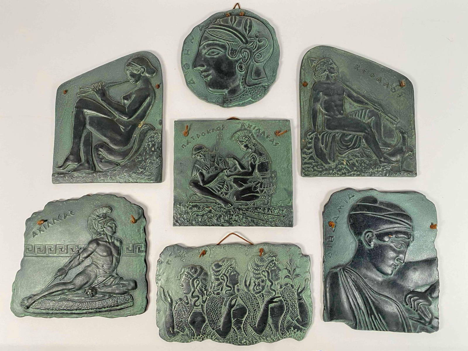 Set Of 7 Ancient Greek Replica Relief Plaques With Descriptions Auction