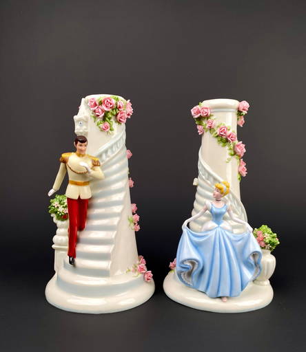 Disney Cinderella Prince Charming Porcelain Candlestick Holders