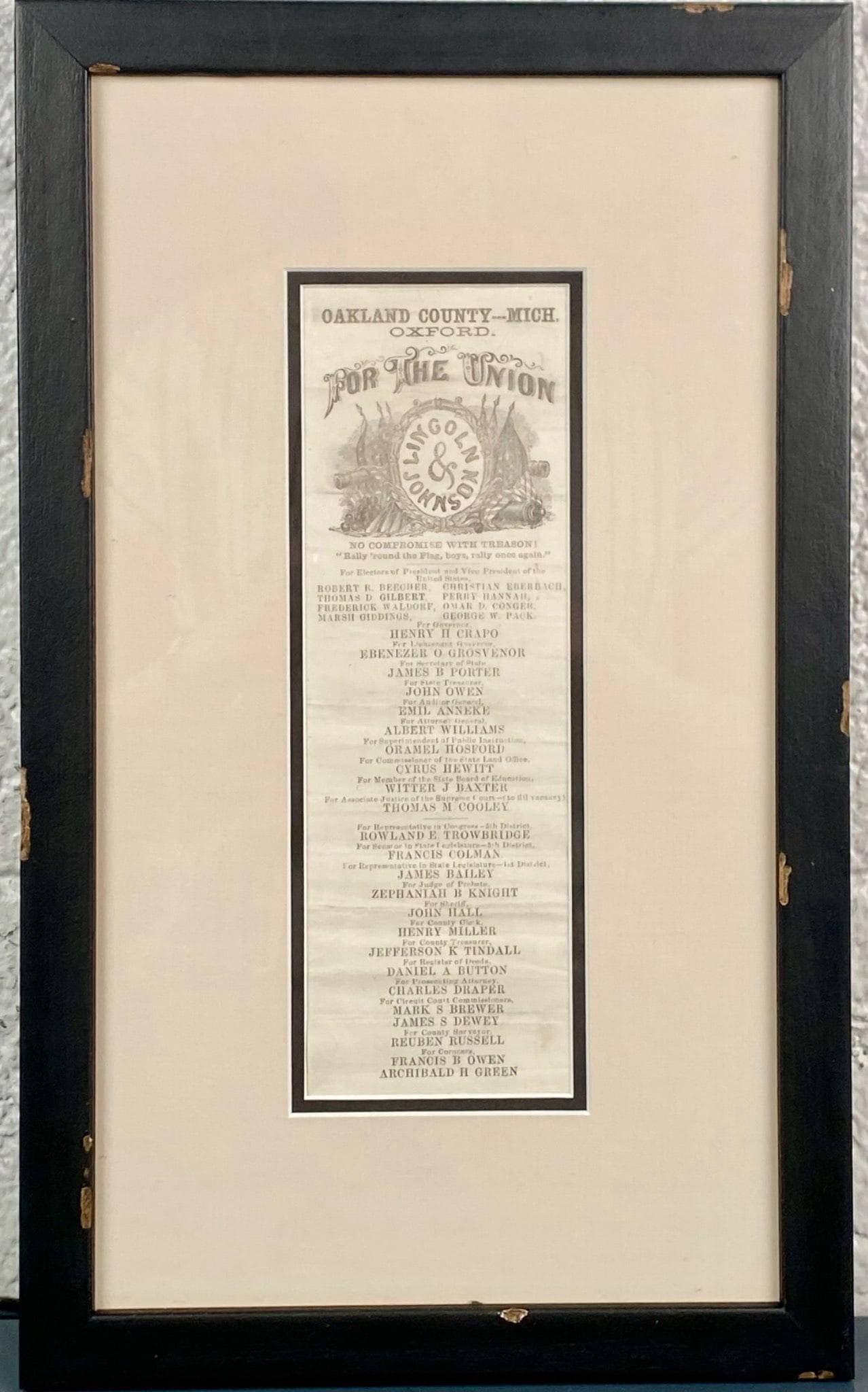 Framed Civil War Era Union Broadside For Oakland County, Michigan - Jun ...