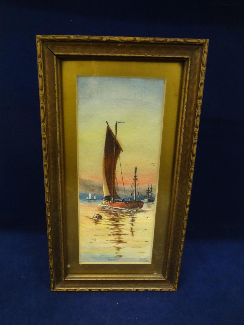 Original Watercolor Painting F.D. Barton "Sunset"