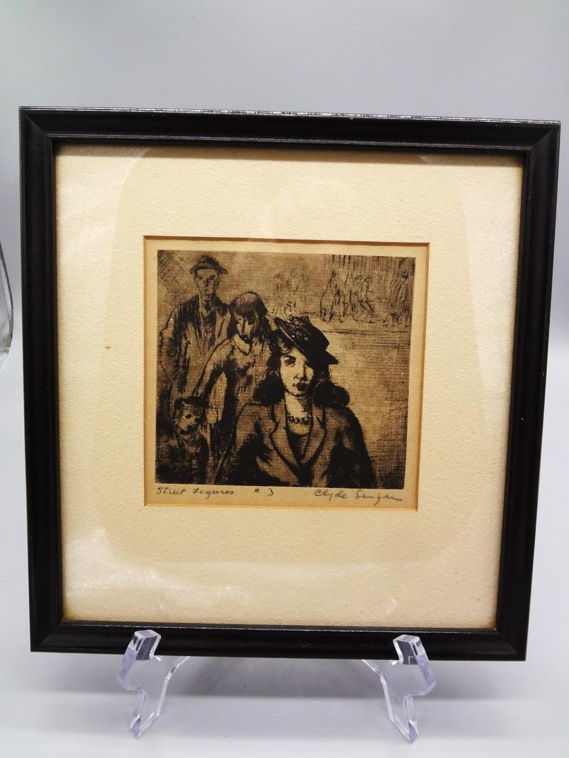 Clyde Singer Etching "Street Figures" Framed - May 09, 2020 | Dana J ...