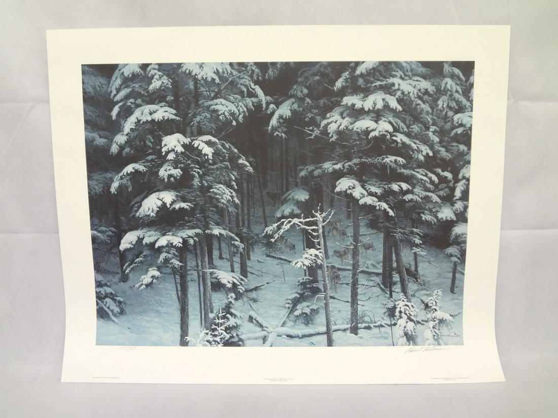 Robert Bateman "descending Shadows Timber Wolves"