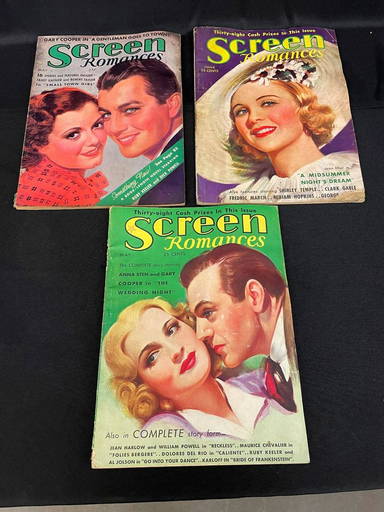 (3) Screen Romance Magazines 1935 1936