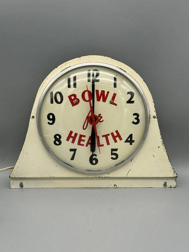 1940's Bowl For Health Bowling Advertising Clock