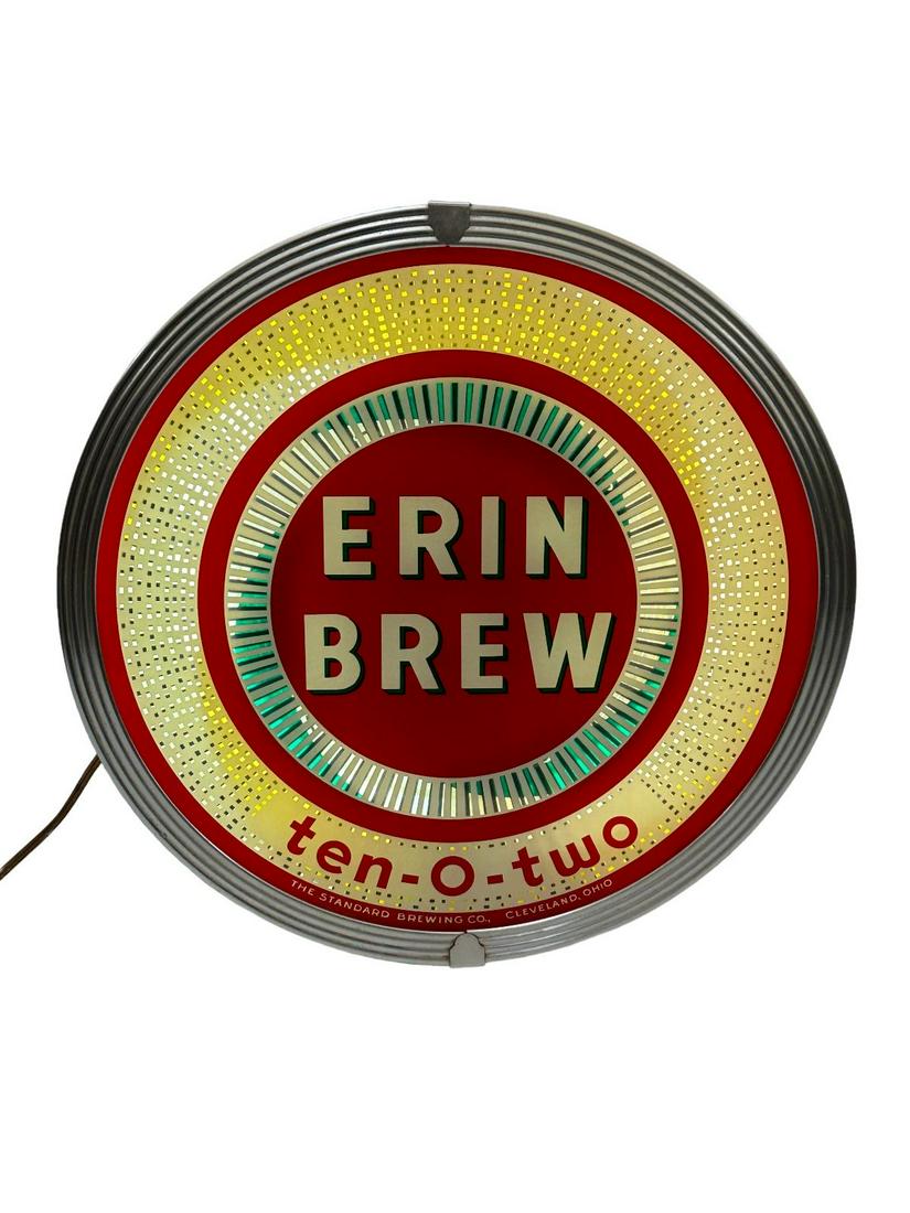1950's Erin Brew Ten O Two Motorized Advertising Light Up Sign