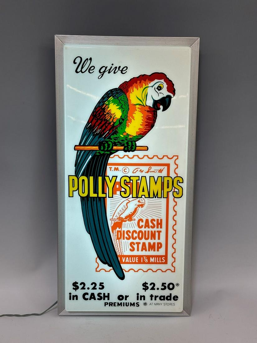 Polly Stamps 1950's Advertising Light Up Sign Auction