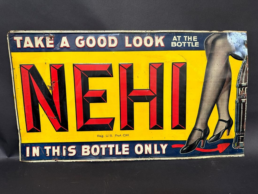 1930's Nehi Beverages Single Sided Metal Advertising Sign Auction
