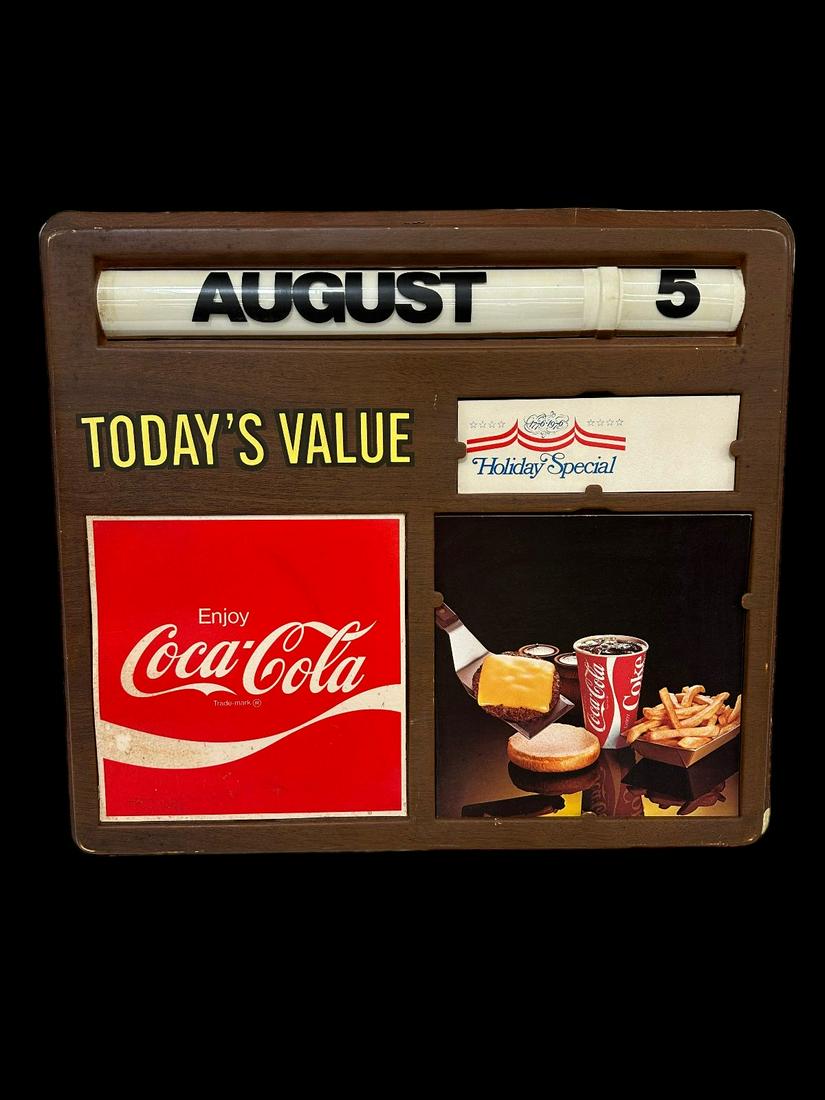 Coca Cola Rolling Calendar With Interchangeable Store Food Advertising Sign